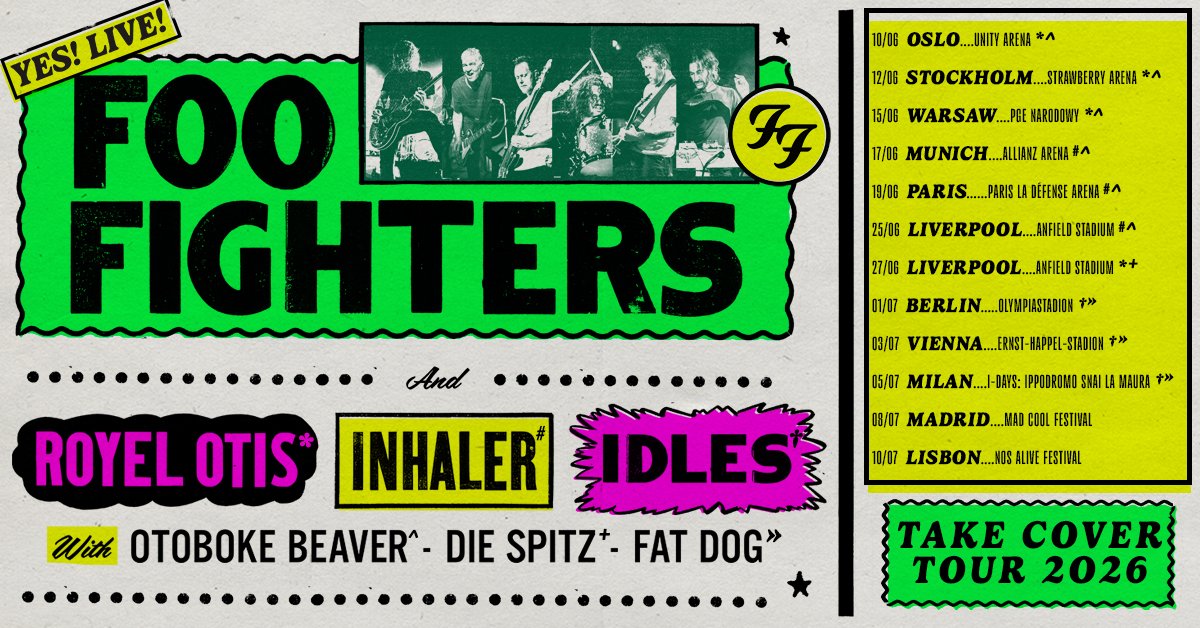 Foo Fighters announce 2026 UK and Europe stadium tour